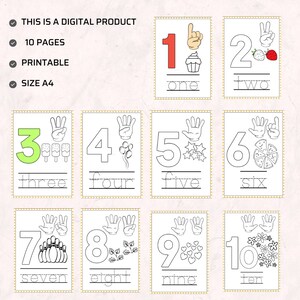 1 - 10 Numbers Printable Coloring Page Worksheets for Kids, Toddlers ...