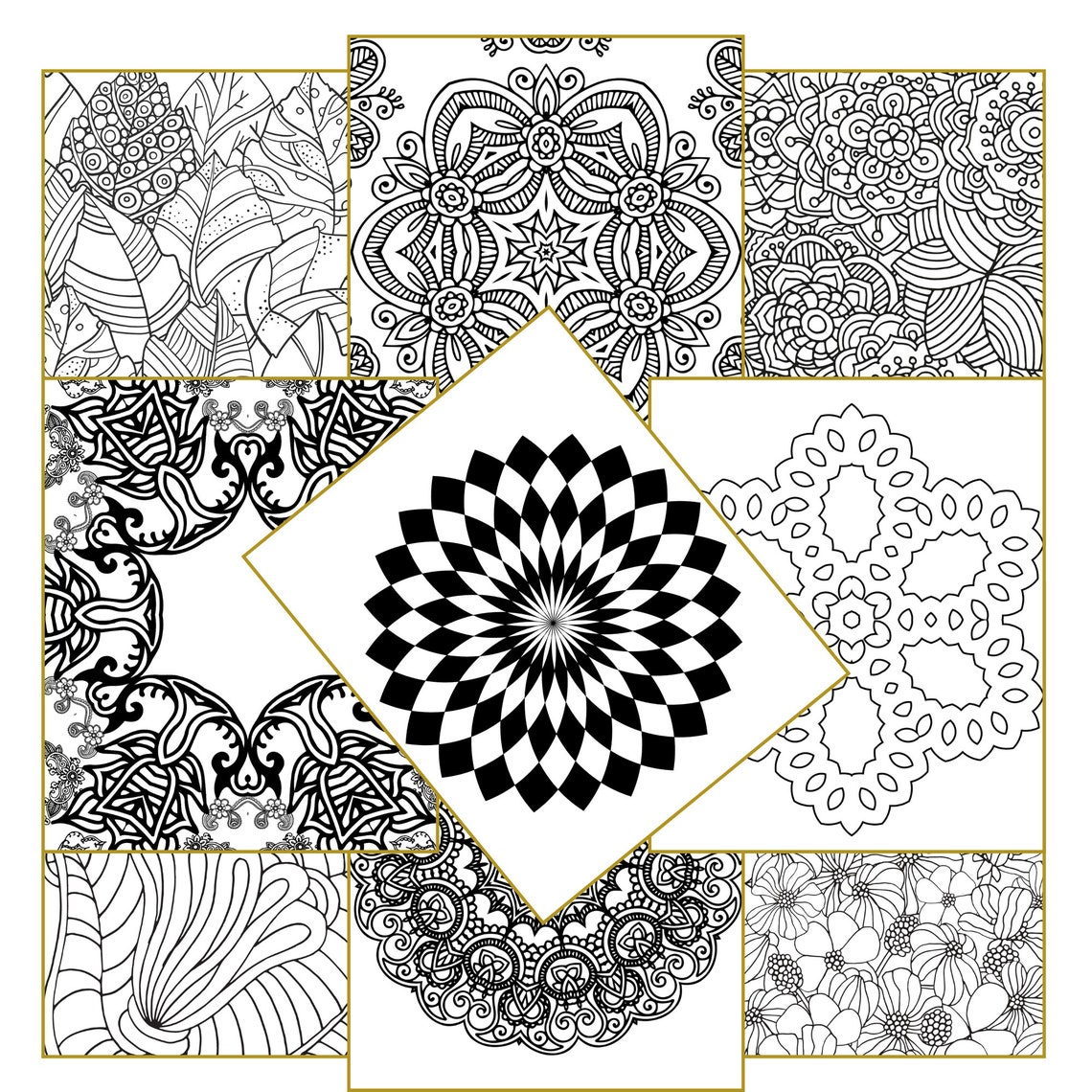 100 Mandala Coloring Pages, Printable, Jpg,pdf,simple Mandalas, Stress ...