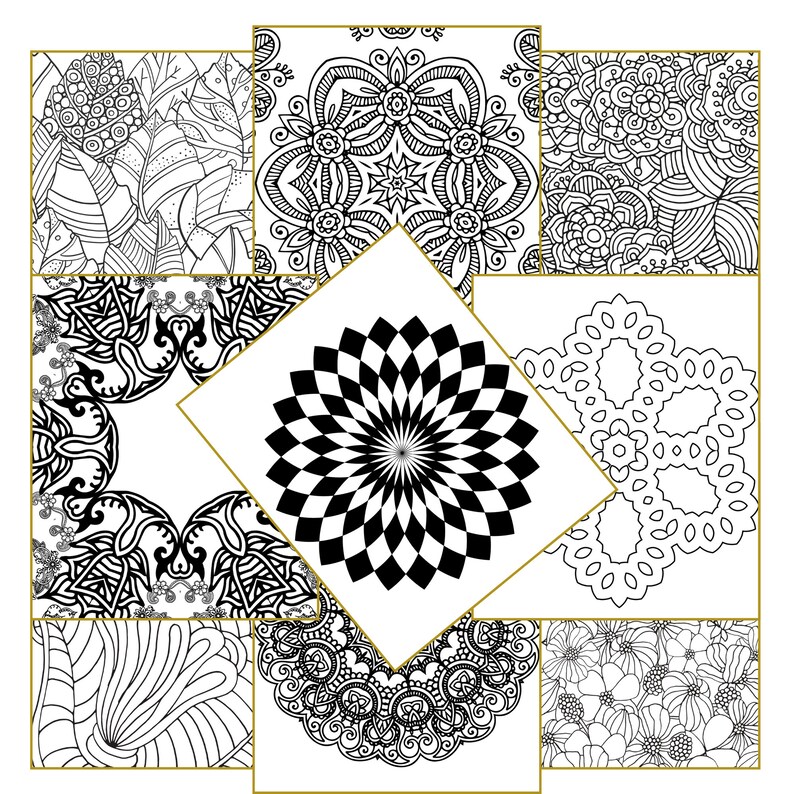 100 Mandala Coloring Pages, Printable, Jpg,pdf,simple Mandalas, Stress ...