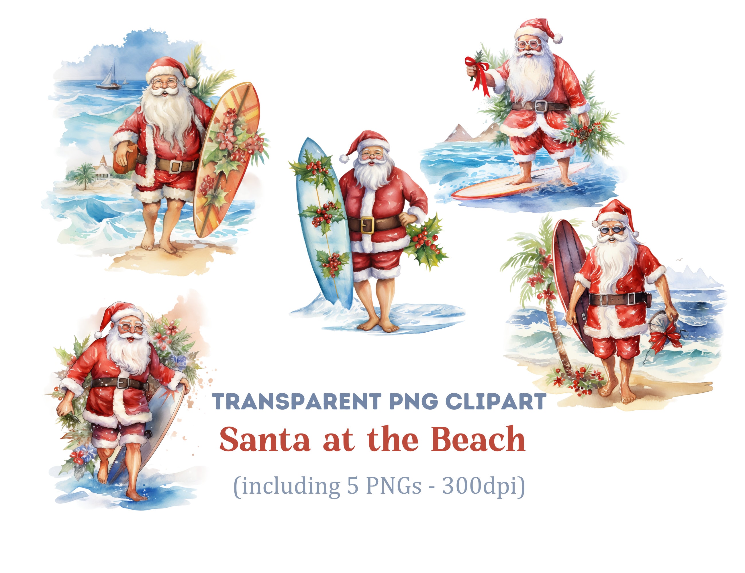 Beach Santa Clipart