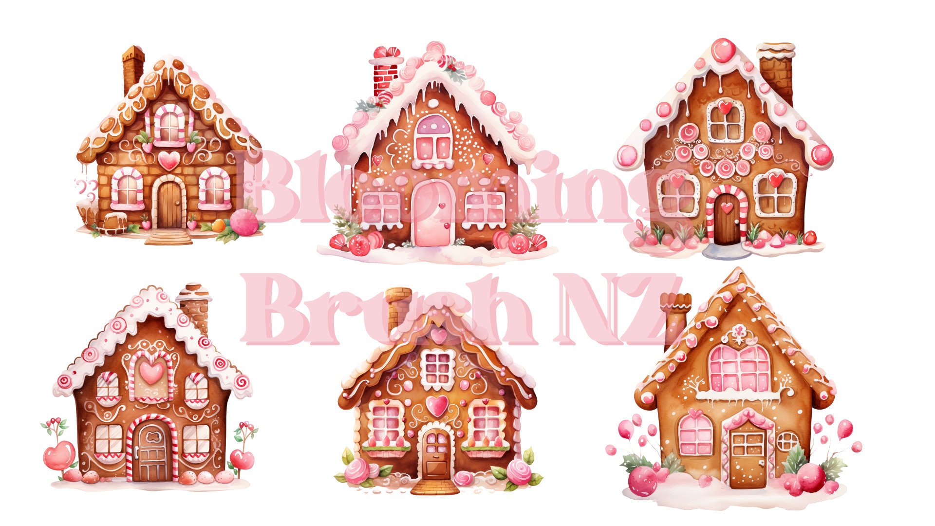 Frosted Pink Gingerbread House Clipart, Gingerbread House Clipart ...