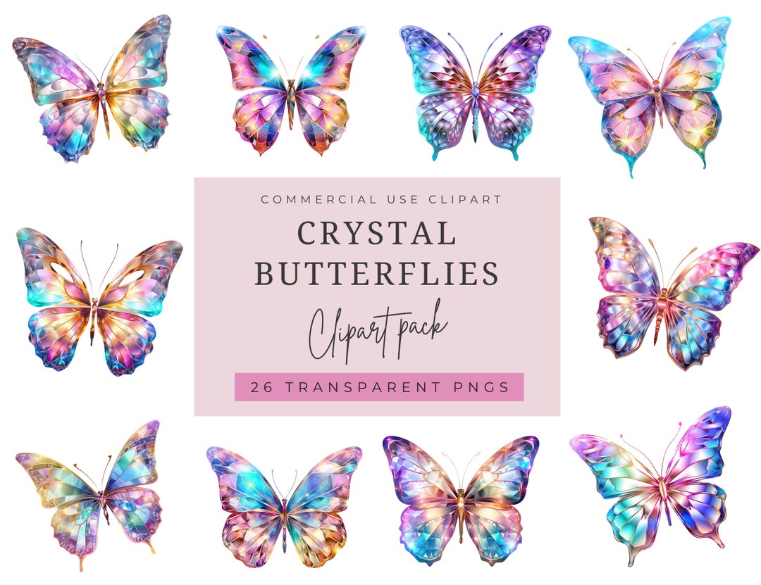 Crystal Butterflies Clipart, Butterfly Clipart, Animal Clipart ...