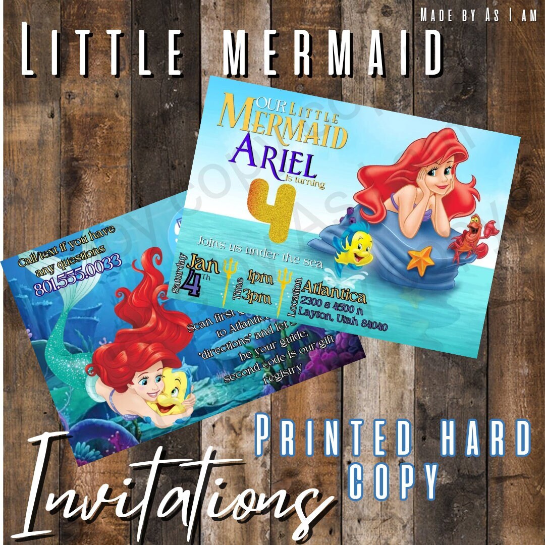Little Mermaid Birthday Invitations Cardstock - Etsy