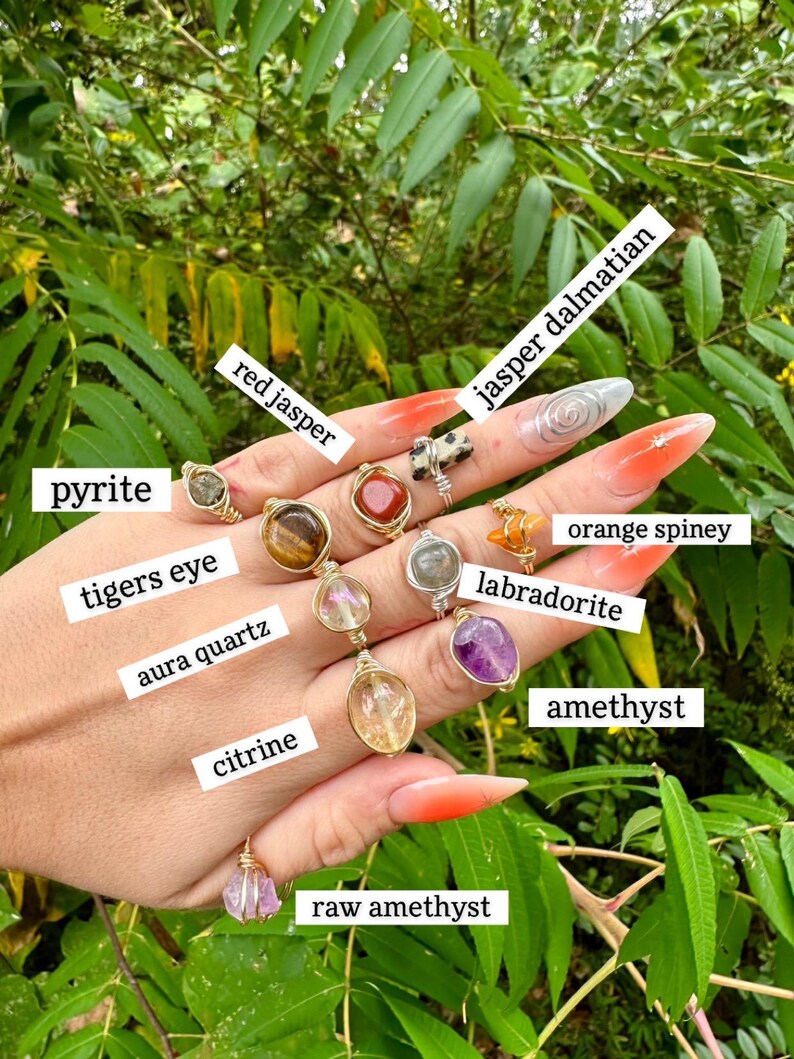 Crystal Rings | Stackable Rings | Wire Wrapped Gemstone Rings - Etsy