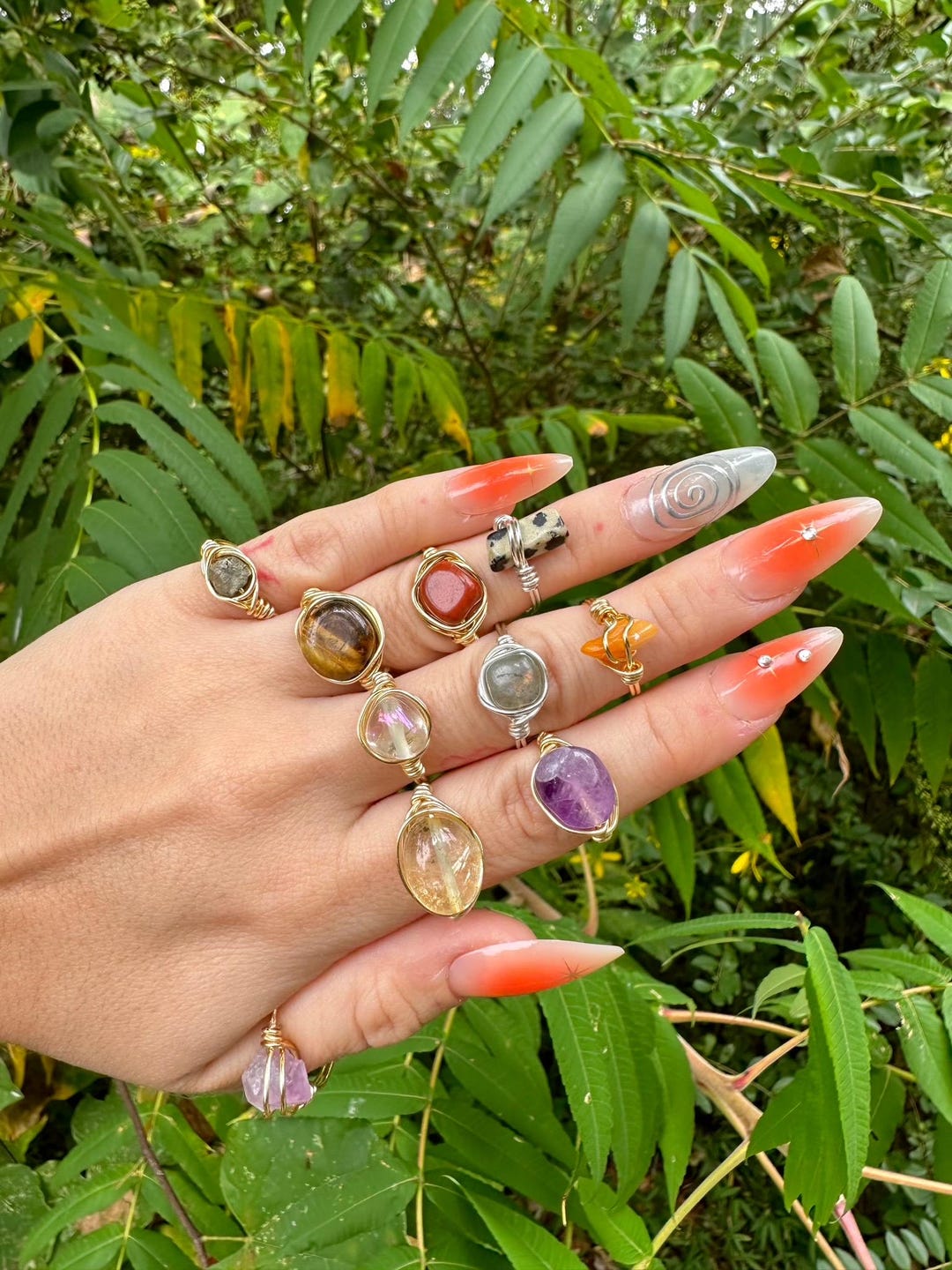 Crystal Rings | Stackable Rings | Wire Wrapped Gemstone Rings - Etsy