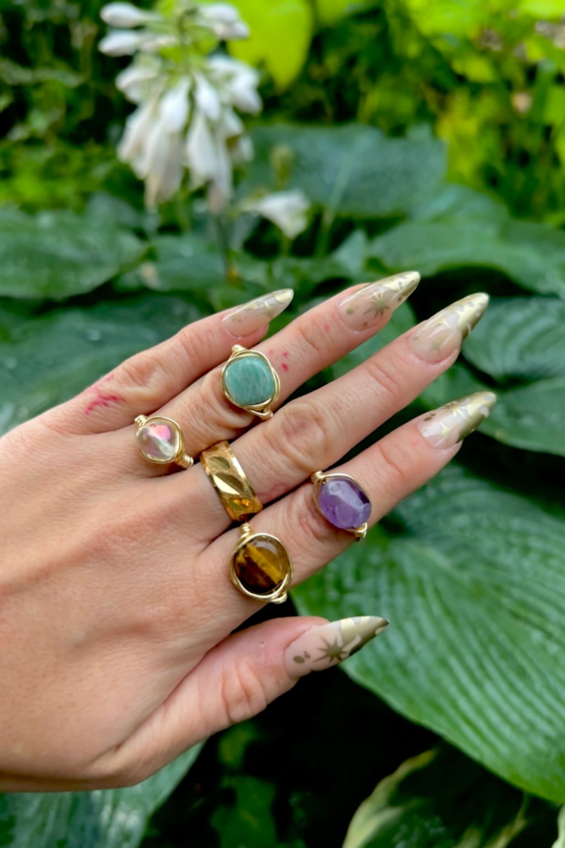 Crystal Rings | Stackable Rings | Wire Wrapped Gemstone Rings - Etsy