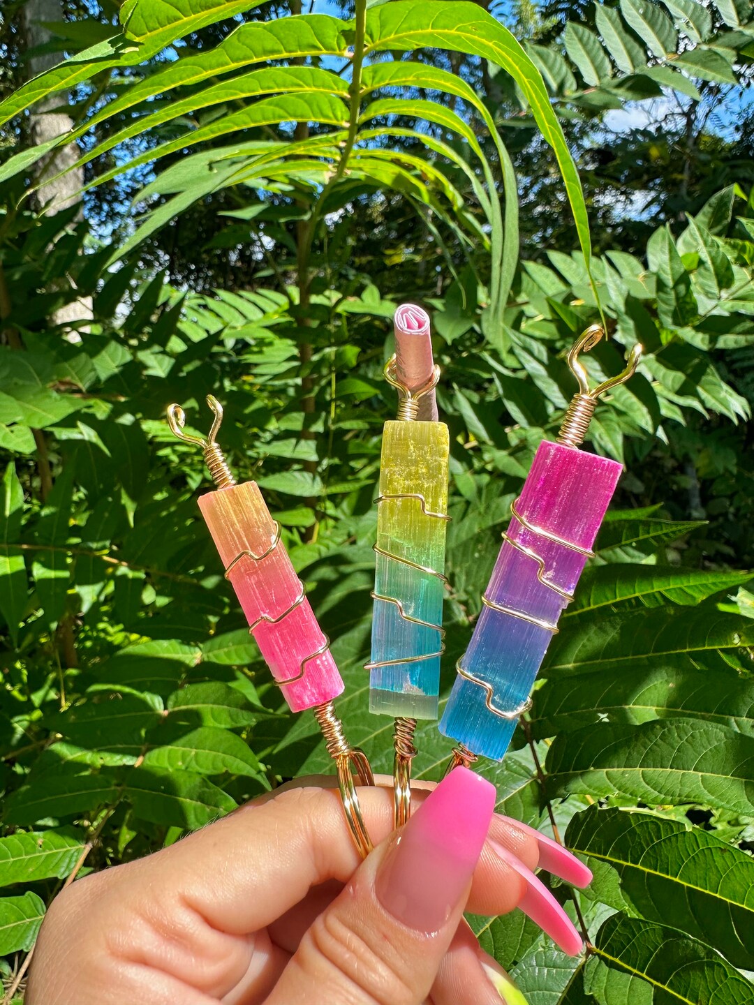 Colored Selenite Cigarette Holder Crystal Cigarette Holder Ring Long ...