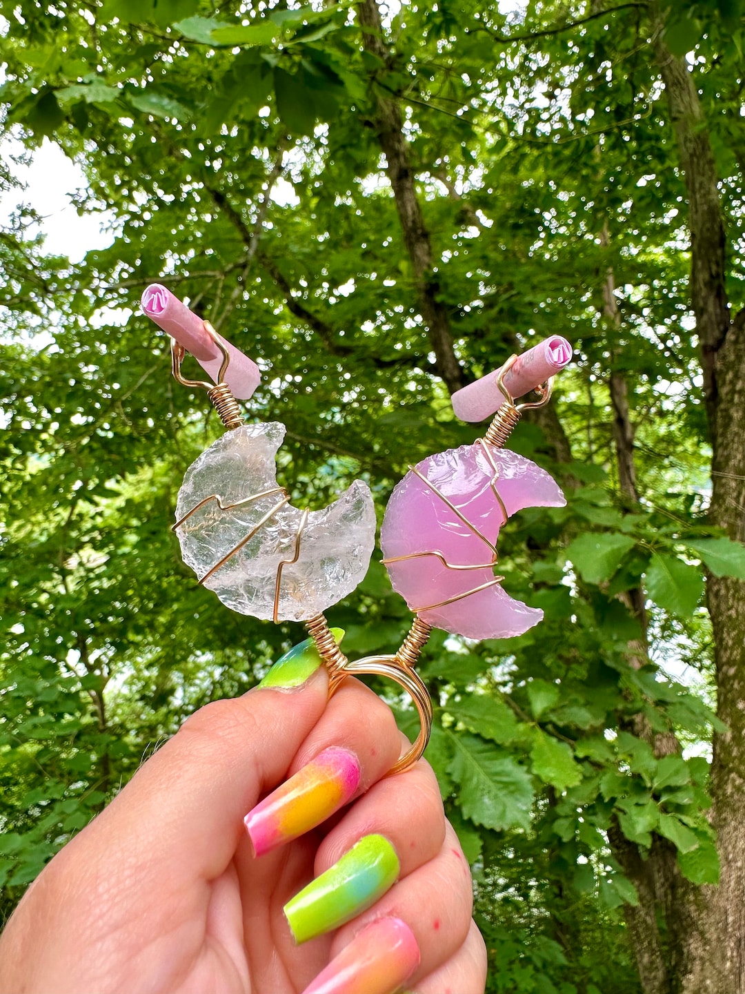 Raw Quartz Moon Cigarette Holder | Crystal Moon Cigarette Holder ...