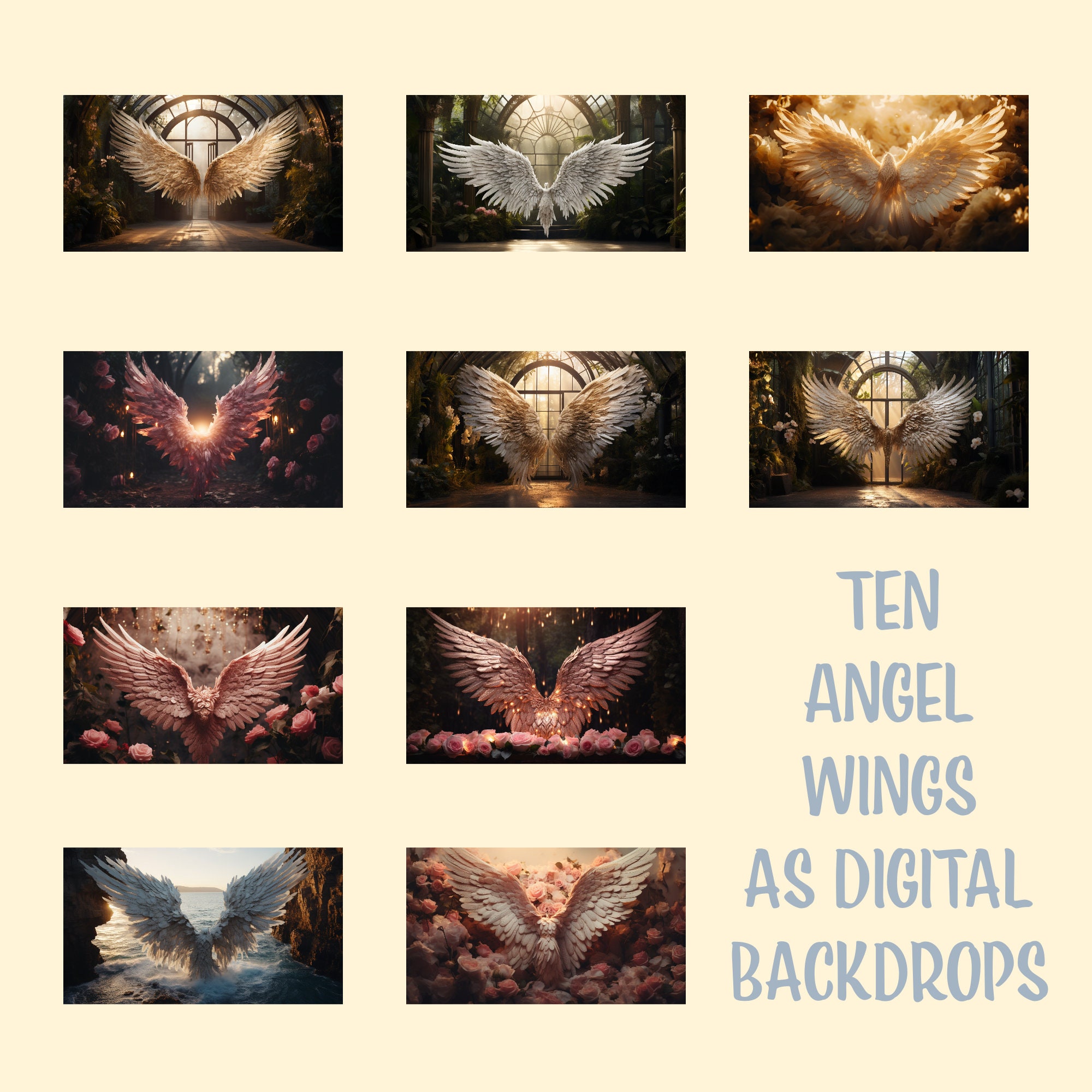 Angel Wings Vol. 1, Digital Backgrounds, Video Backgrounds, Wall Art - Etsy