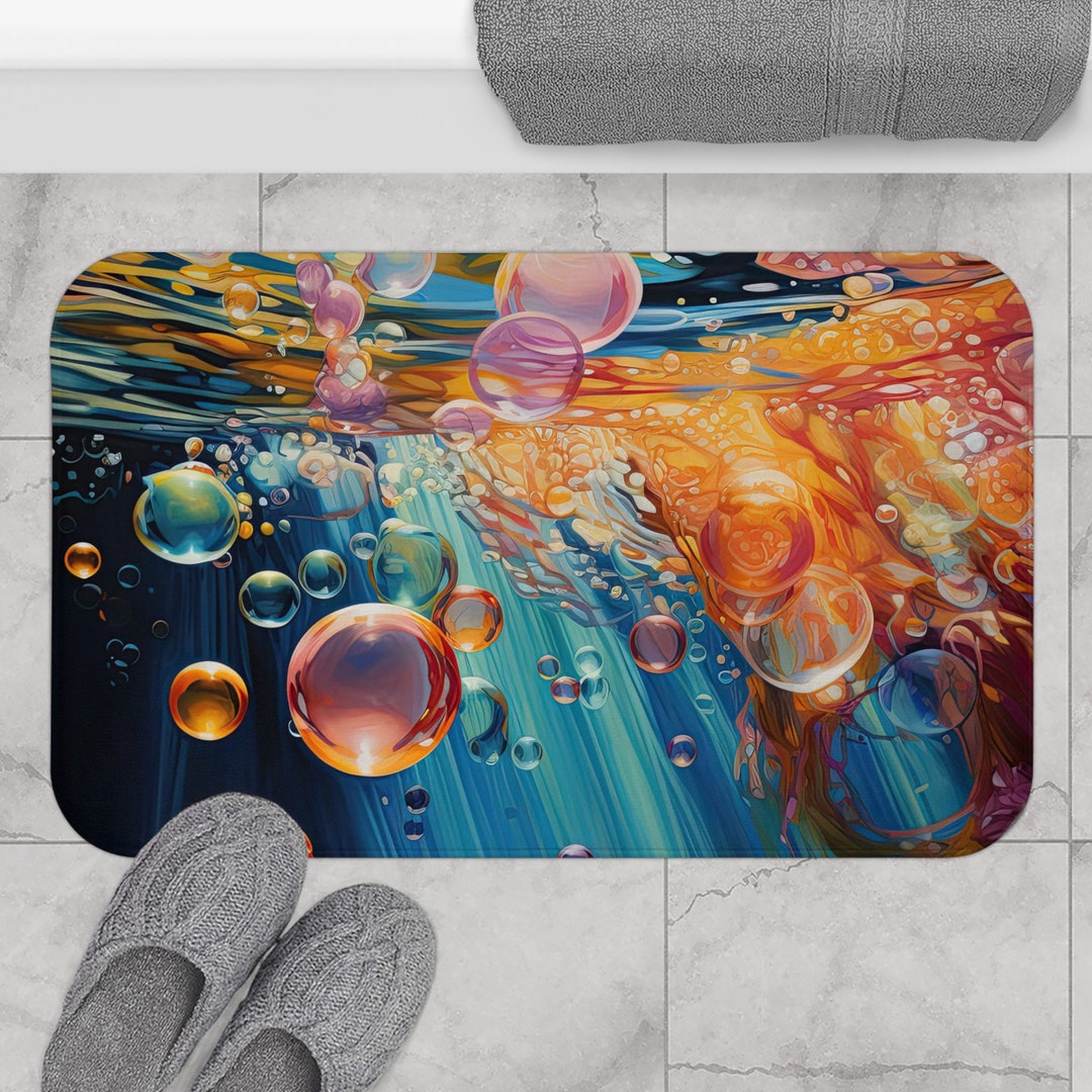 Underwater Bubbles Bath Mat Memory Foam Microfiber - Etsy