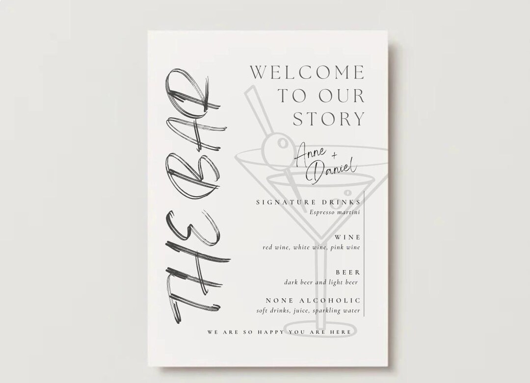 Editable Digital Bar Menu Poster | Signature Drinks Template for ...