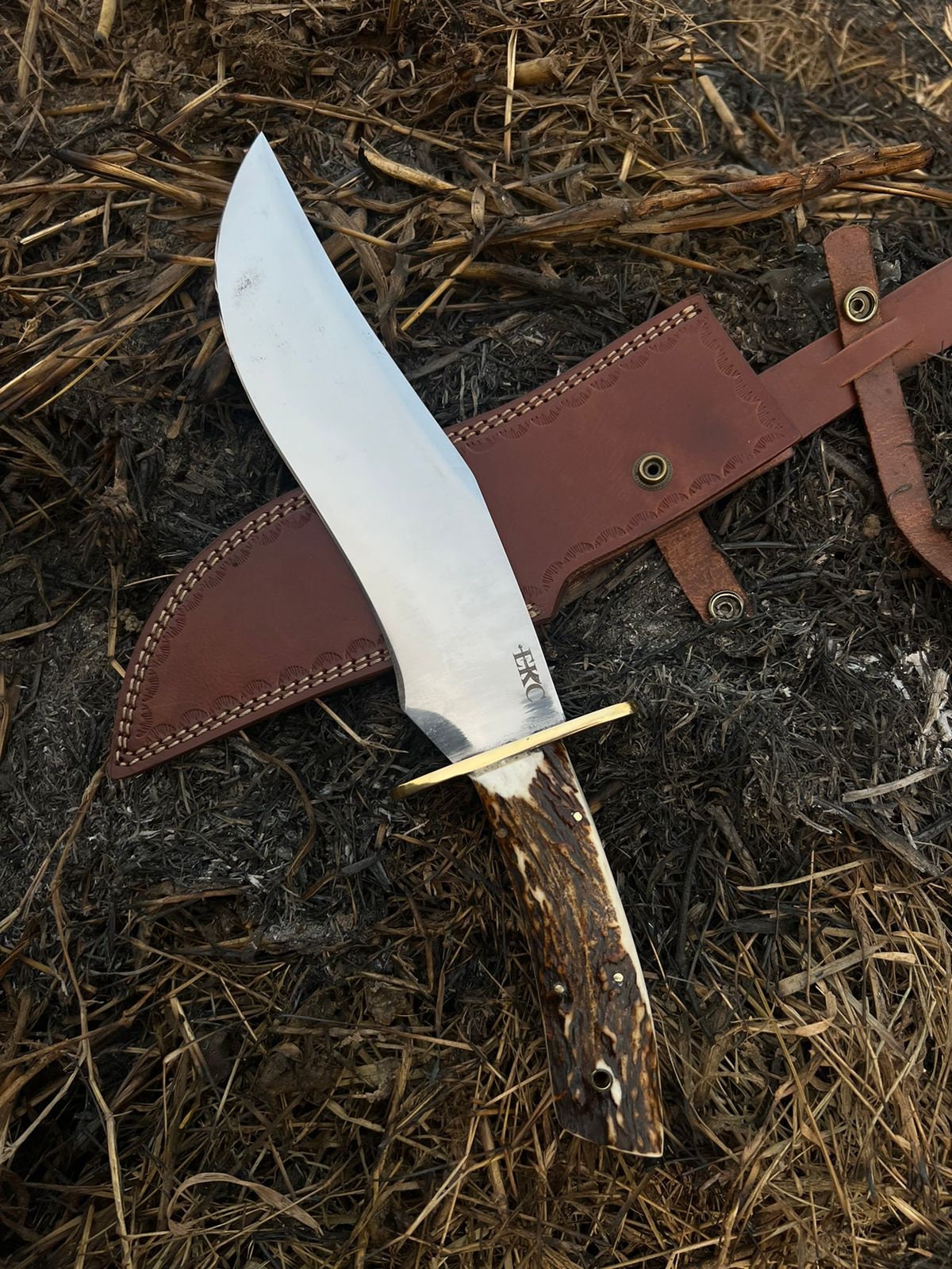 Handmade Hunting Bowie Knife ,stag Antler Full Tang Bowie Knife ,mirror ...