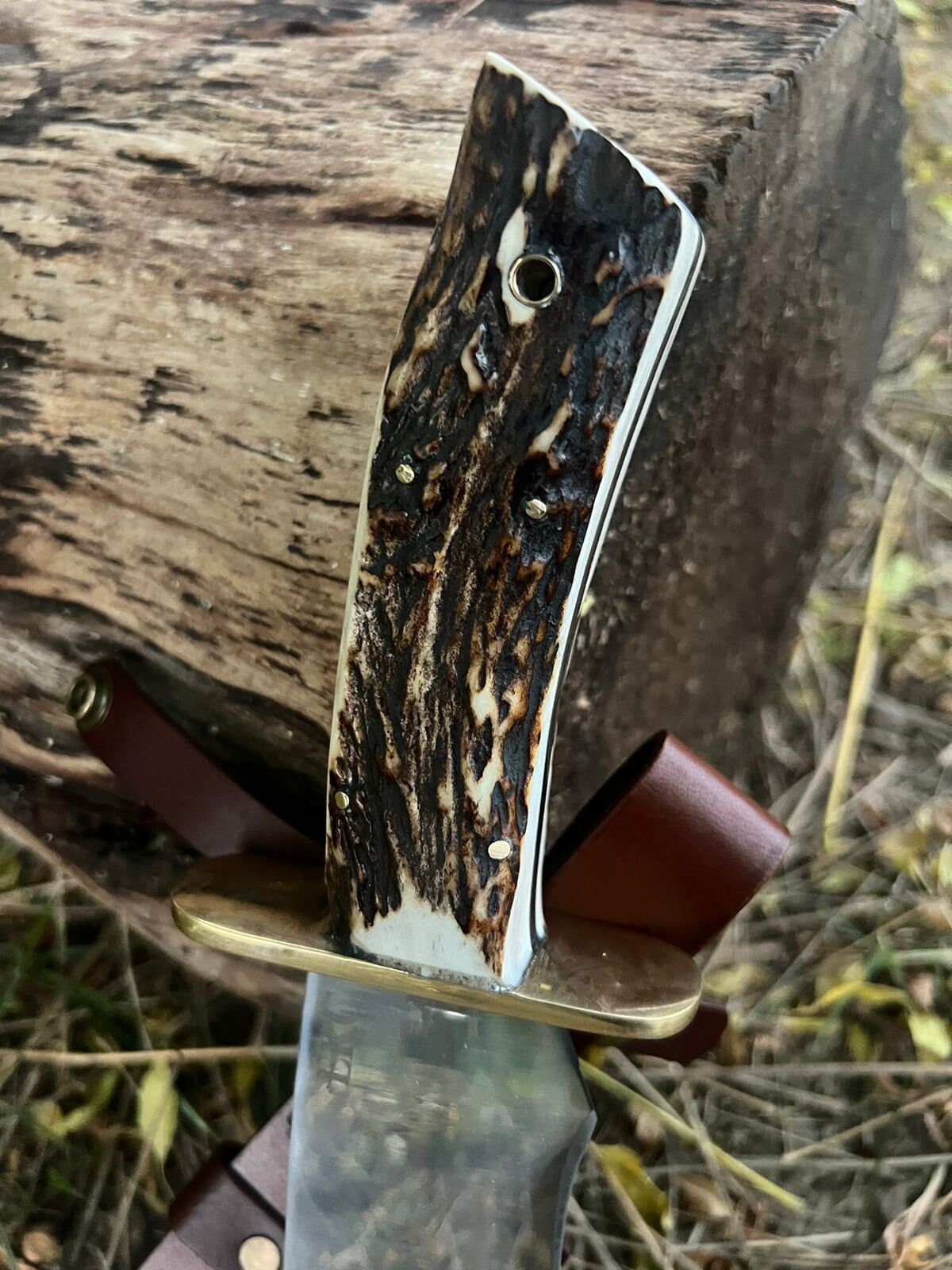 Handmade Hunting Bowie Knife ,stag Antler Full Tang Bowie Knife ,mirror ...