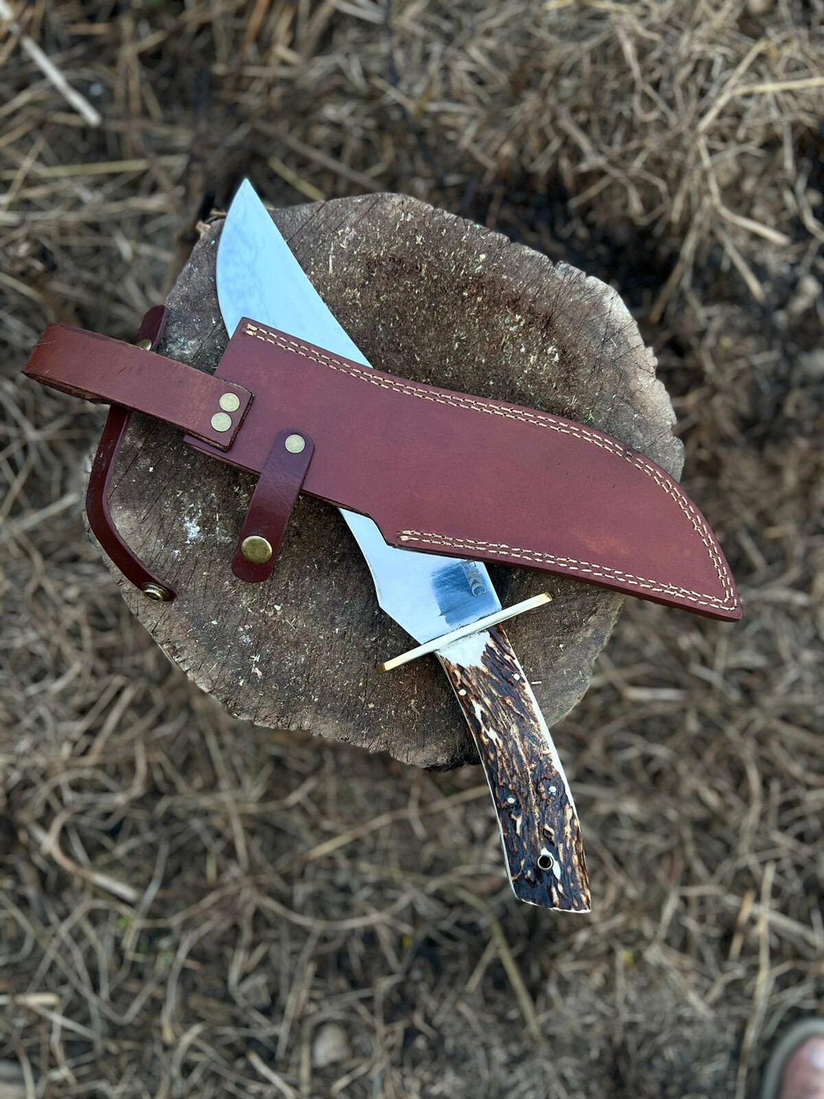 Handmade Hunting Bowie Knife ,stag Antler Full Tang Bowie Knife ,mirror ...