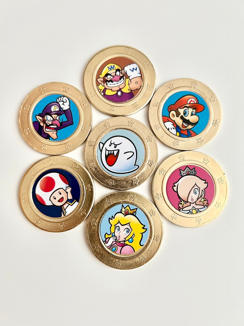 Super Mario Brothers Collector Coins Peach Mario Waluigi - Etsy