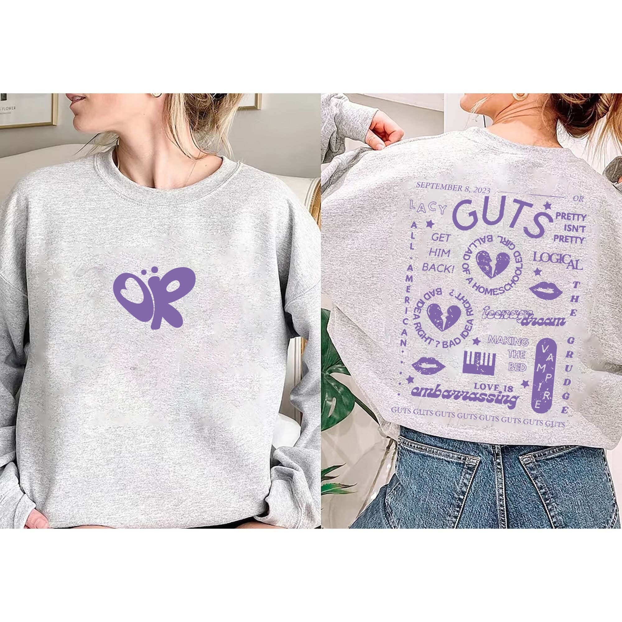 Olivia Rodrigo Guts Shirt, Album Tracklist Tee, Olivia Rodrigo Merch ...