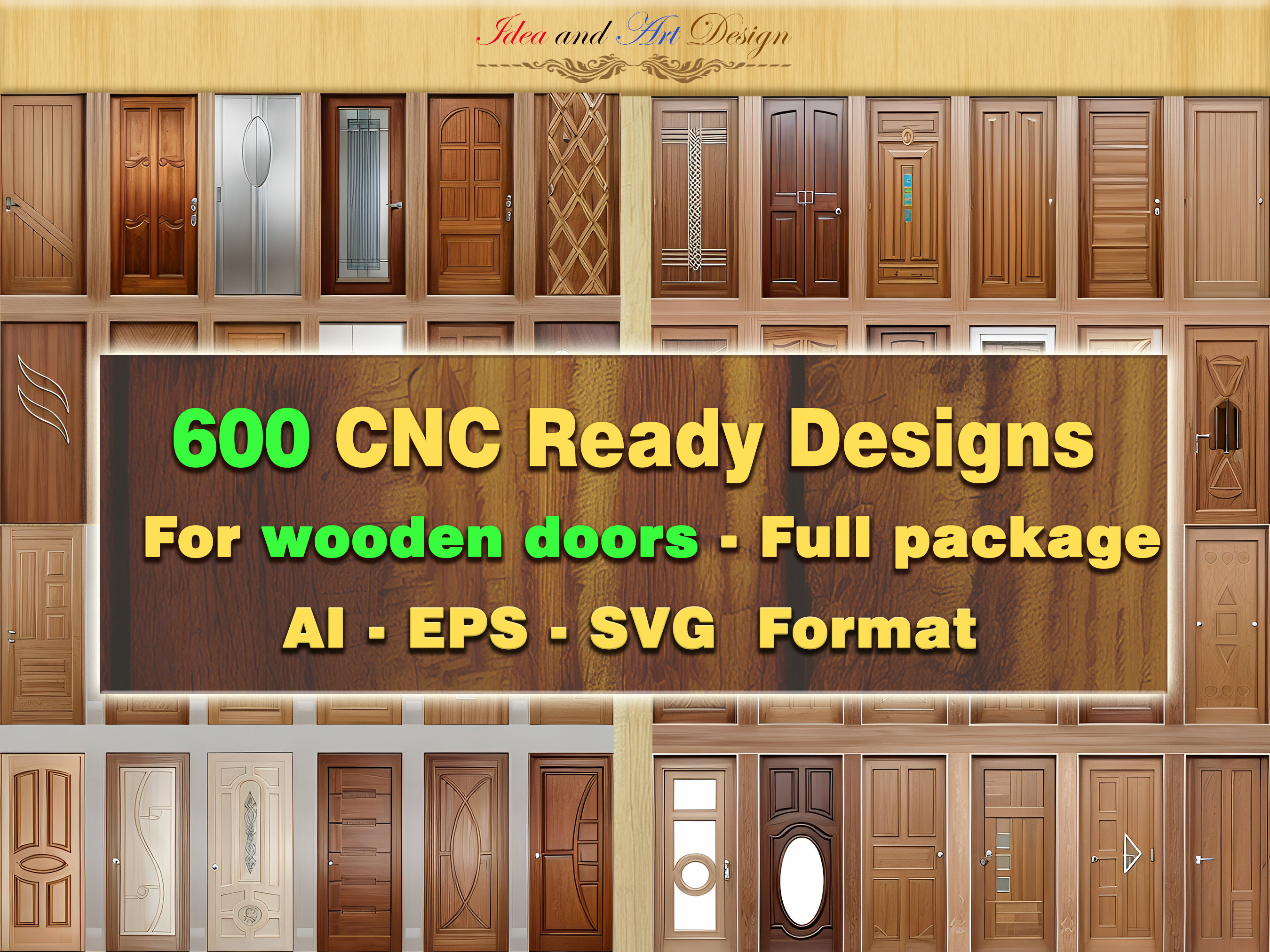 600 CNC Designs for Wooden Doors, Door Outline Cut File, Door Clipart ...