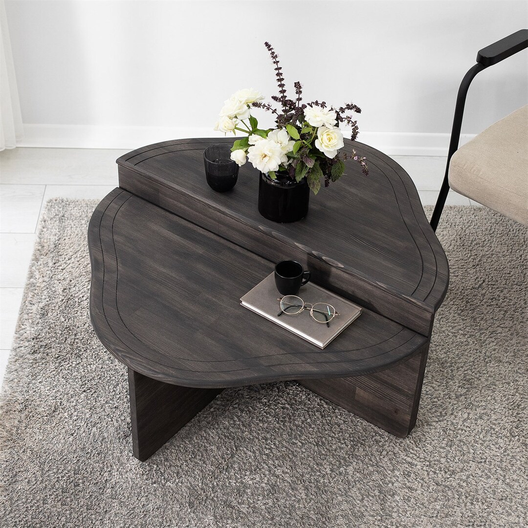 Irregular Shape Anthracite Table Modern Irregular Coffee Etsy