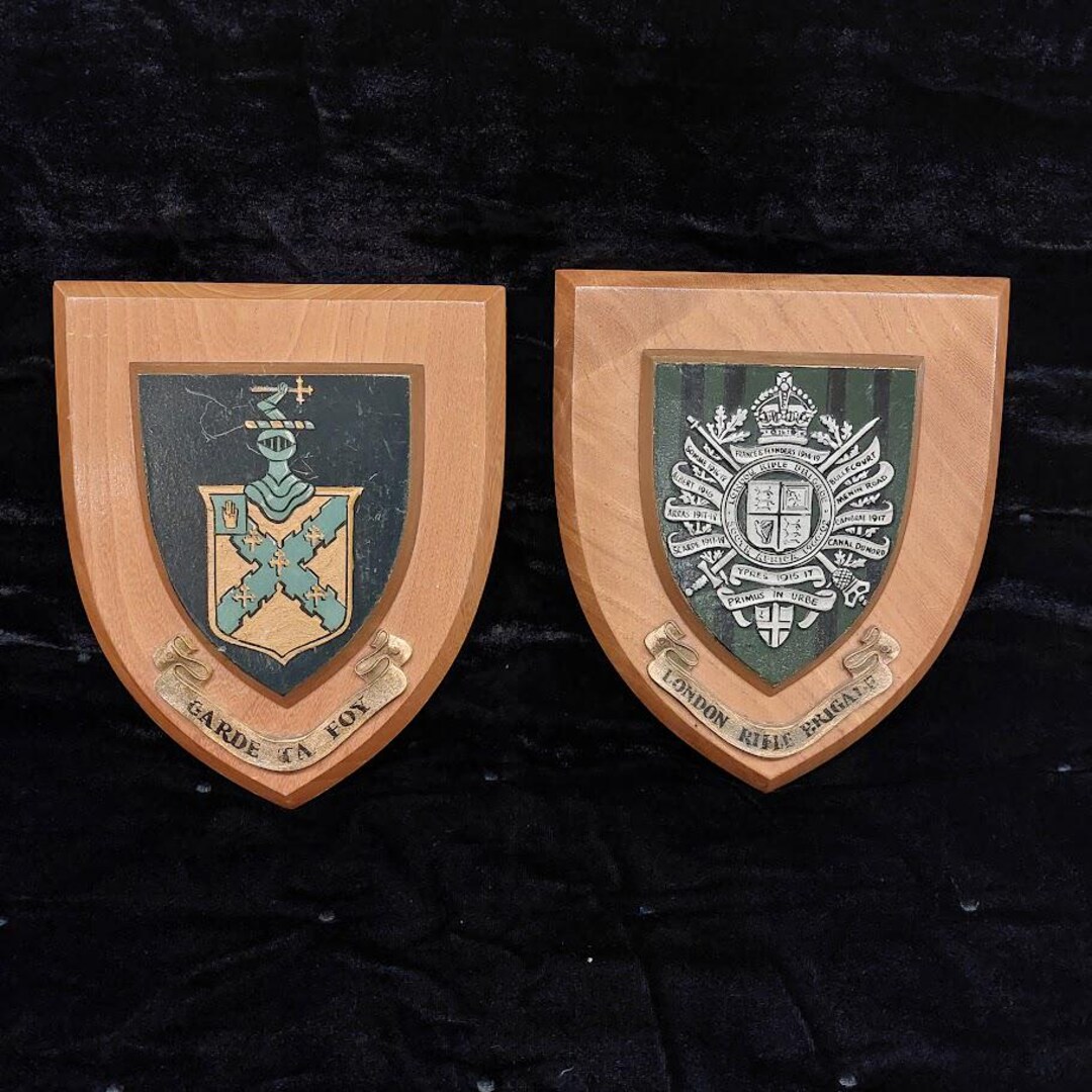 Vintage Military Wall Plaques "london Rifle Brigade" "garde Ta Foy ...