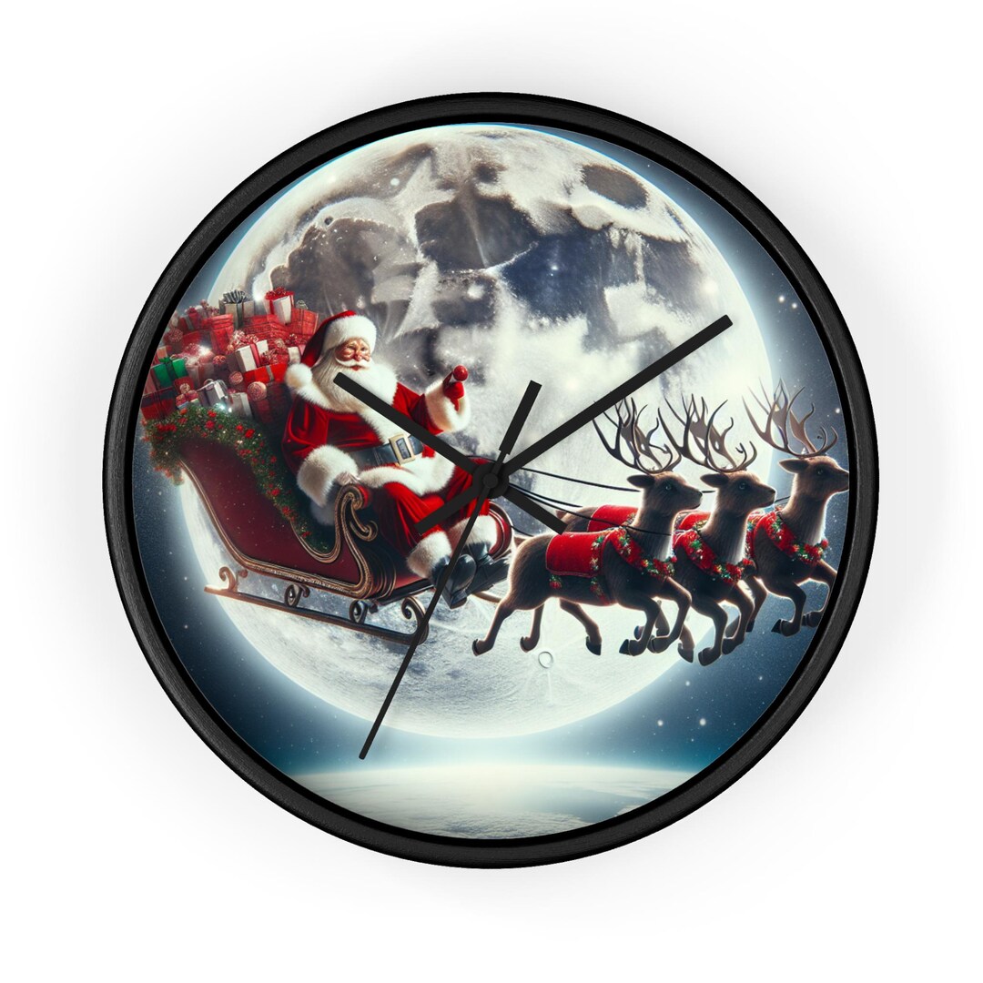 Modern Santa Claus Kronos YA Design Wood Frame Wall Clock, Every Second ...