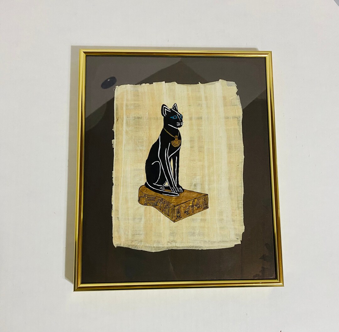 Authentic Ancient Egyptian Papyrus Artwork With Goddess Bastet ...