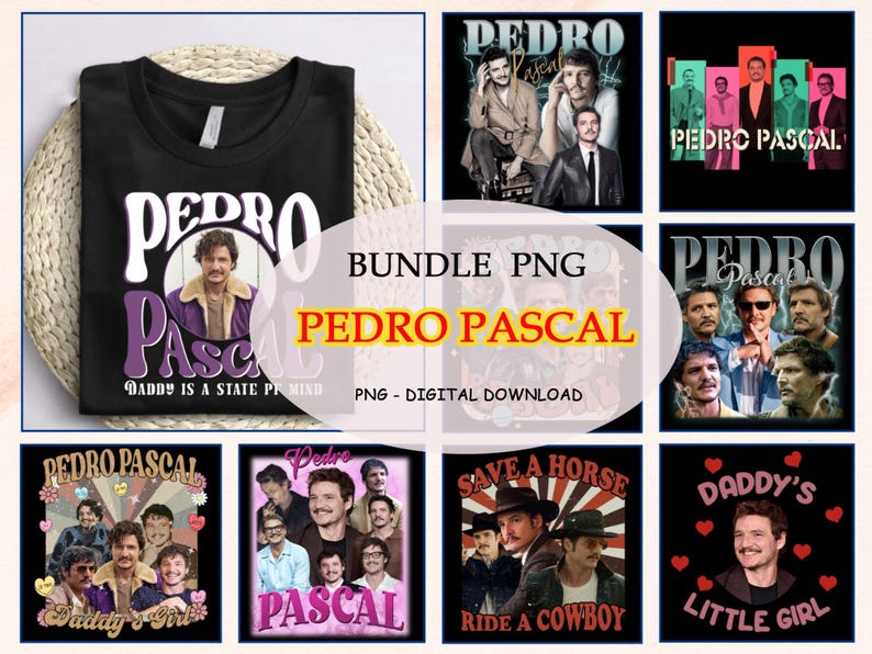 Bundle Pedro Pascal Png , Pedro Pascal Vintage Unisex Png, Actor Homage ...