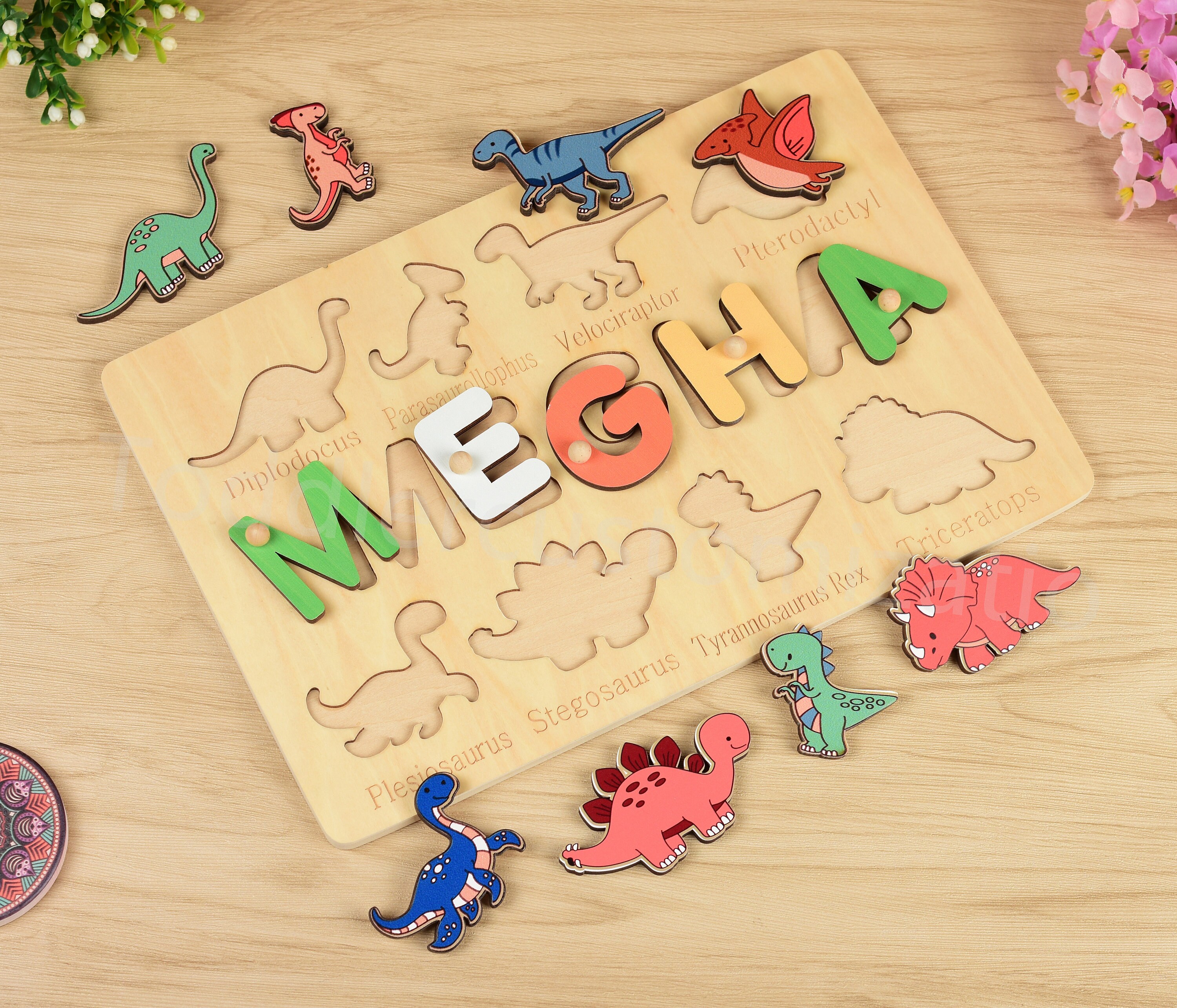 Custom Dinosaur Name Puzzle-dinosaur Nursery Decoration Baby 1 Year Old ...
