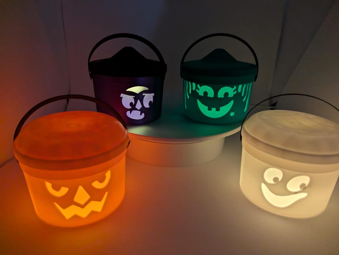 3D Printed Halloween Boo Bucket Lanterns: LED Flickering Tea Lights ...