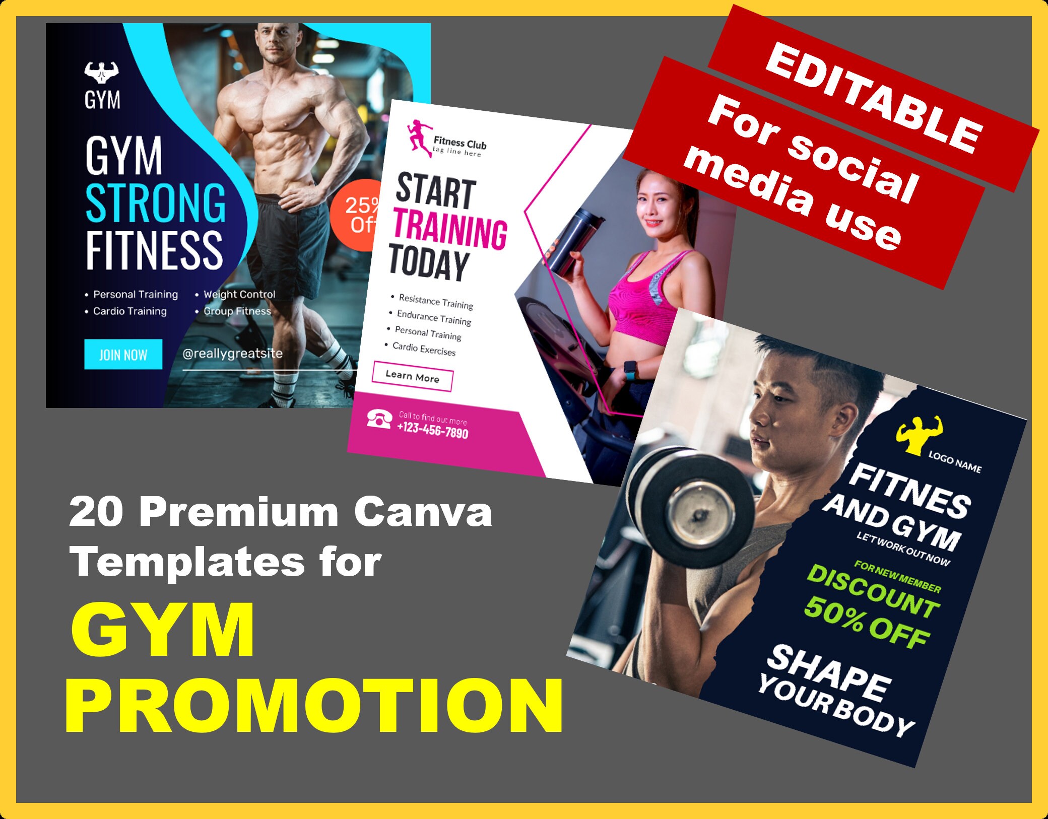 20 Editable Canva Temples for GYM Promotion - Etsy