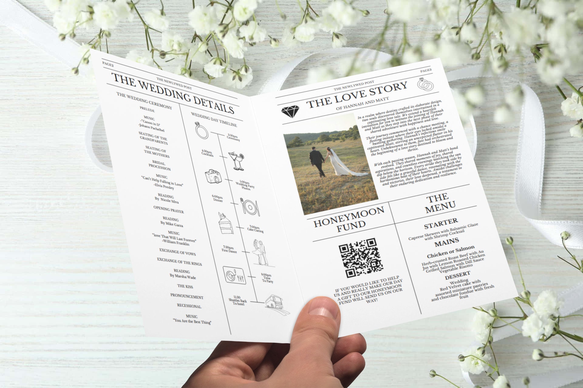 Editable Newspaper Wedding Program Template, Editable Wedding ...