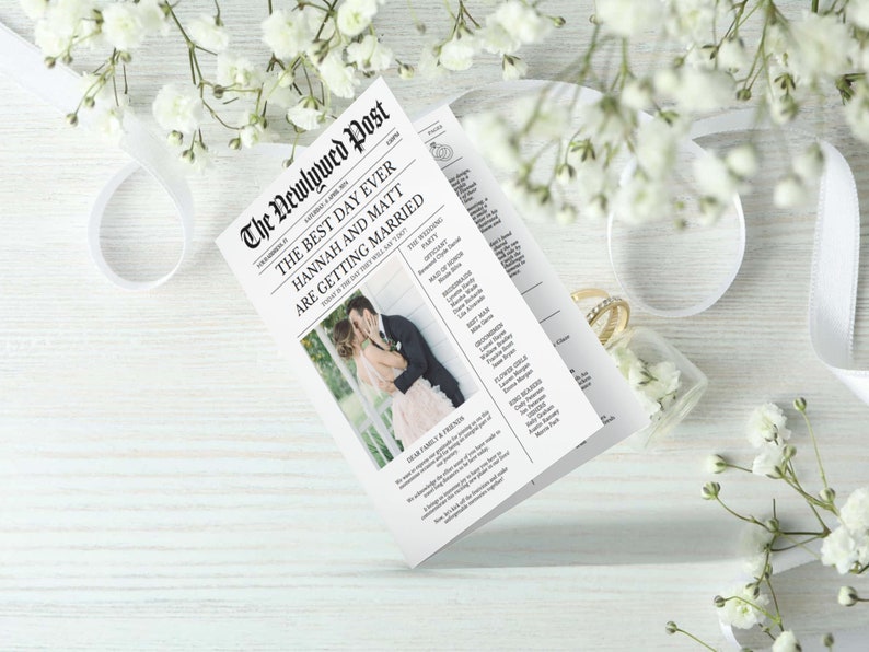 Editable Newspaper Wedding Program Template, Editable Wedding ...