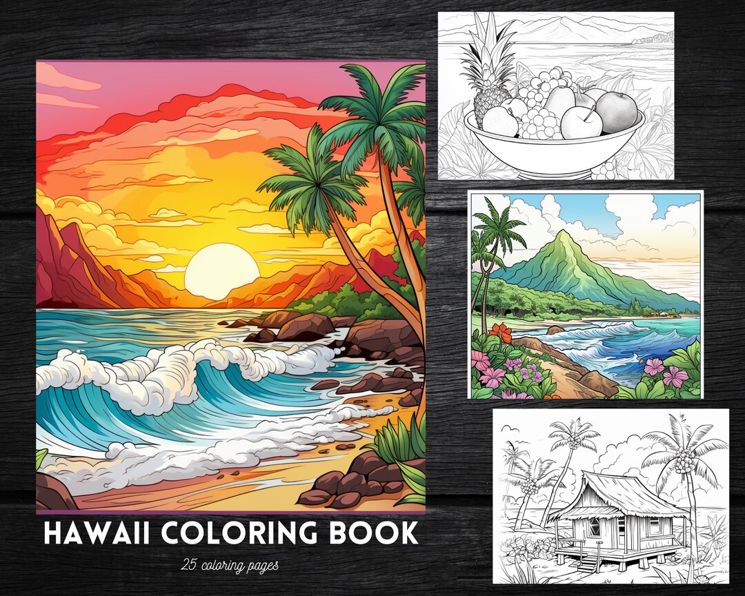 Hawaii Landscape Coloring Book - Etsy