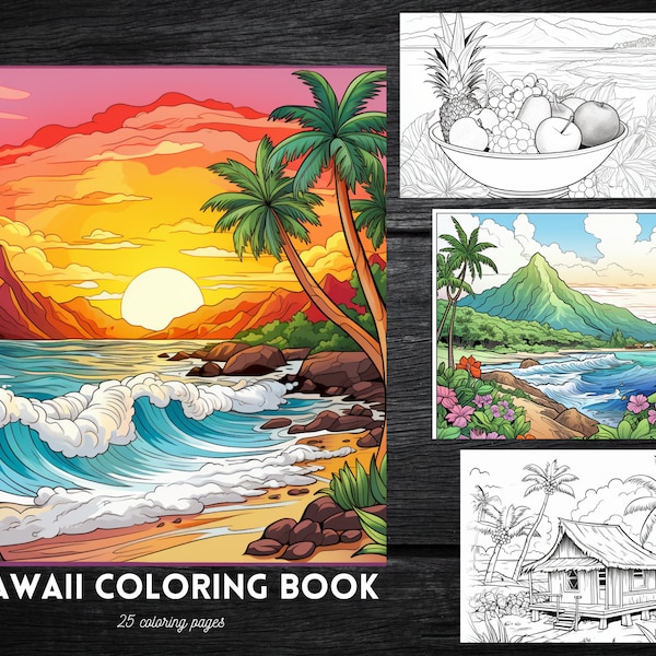 Hawaii Coloring Book - Etsy