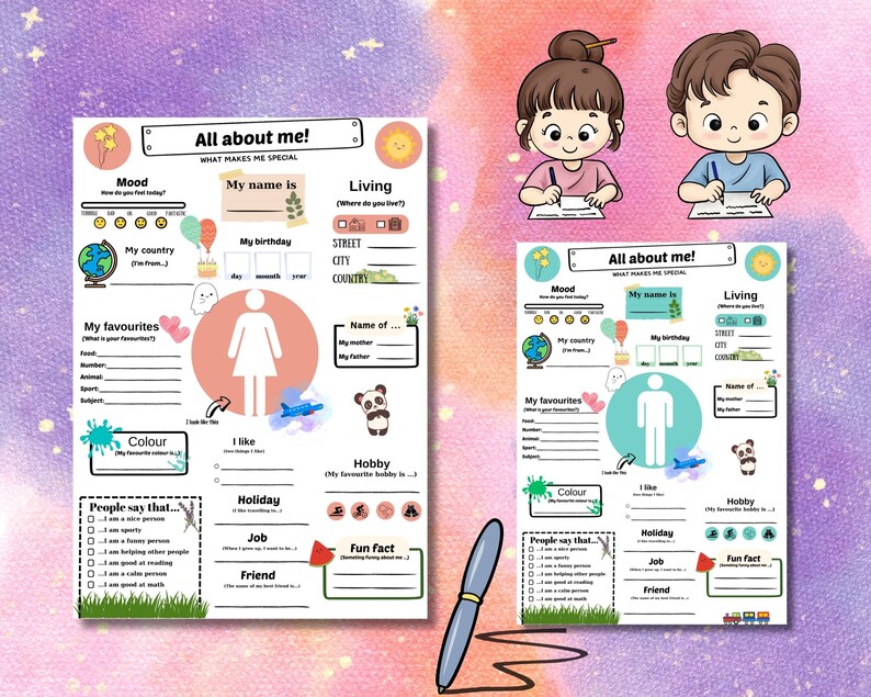 All About Me Printable About Me Worksheet About Me Page First Day of ...