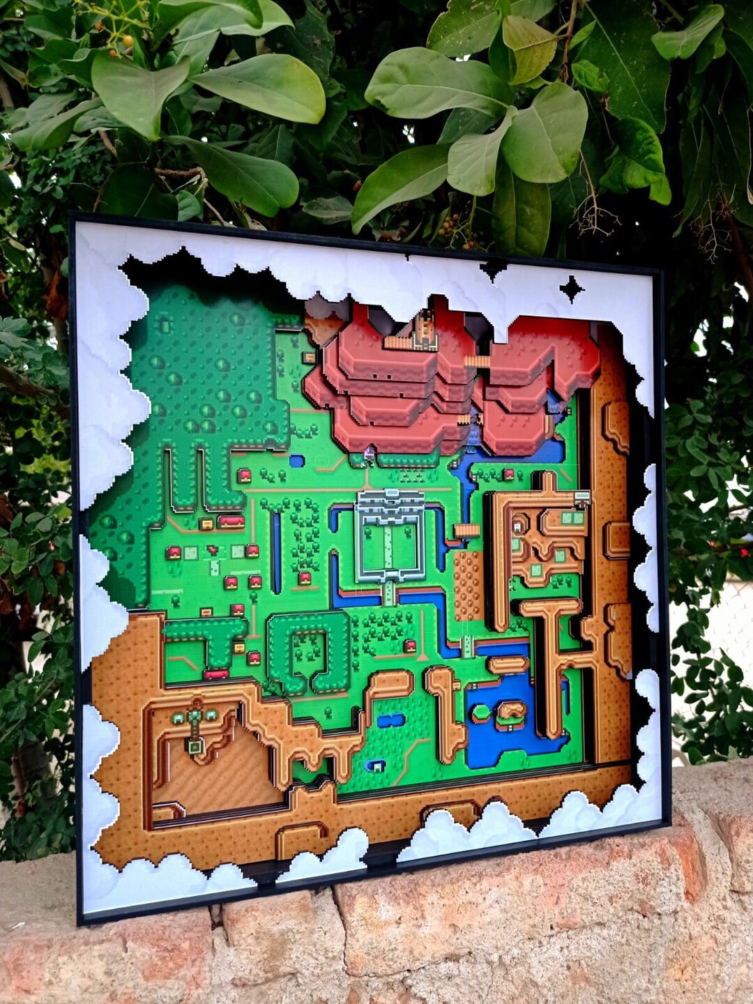 Zelda A Link to the Past Map Shadow Box 3D Effect Wall Art Retro Series ...
