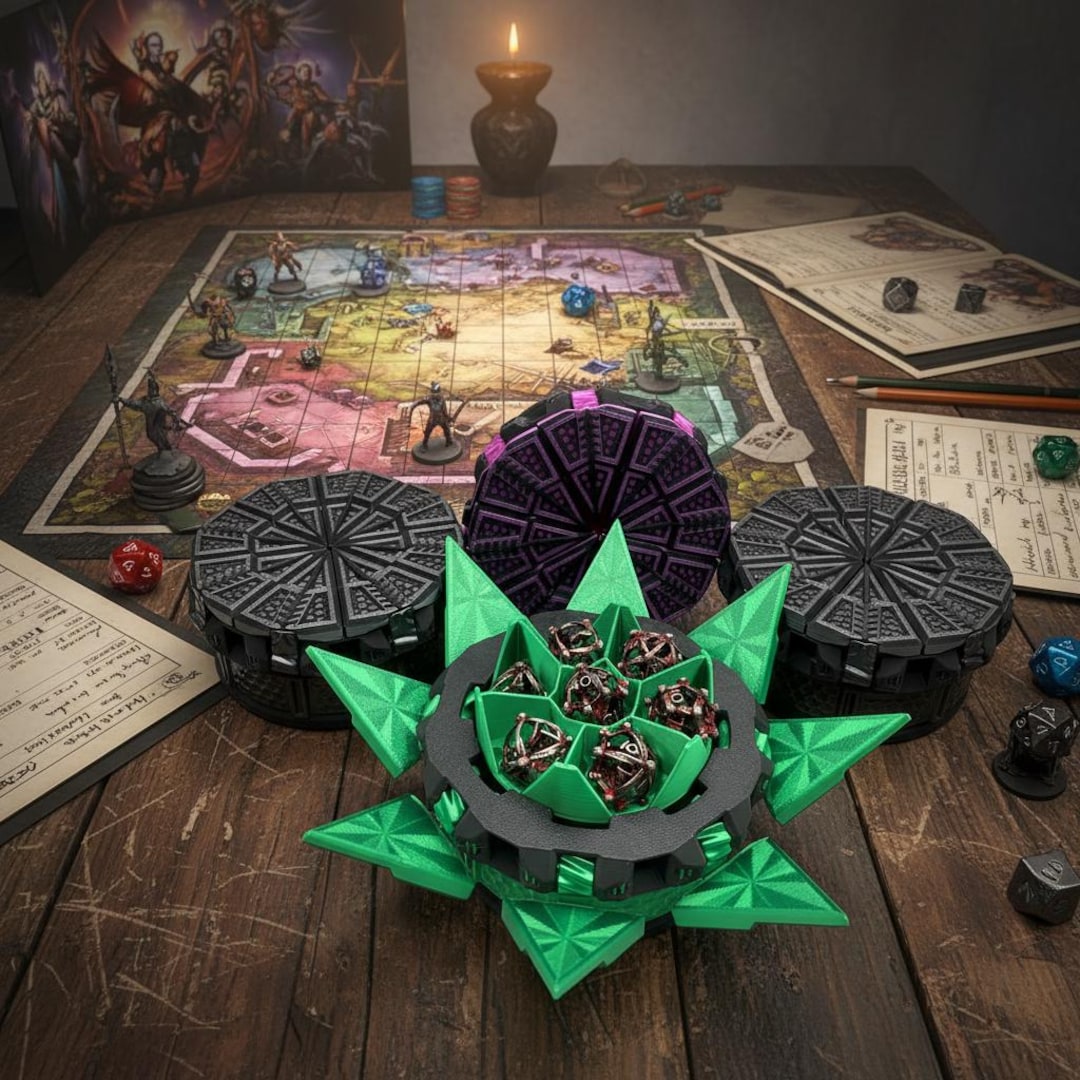 Mechanical Tilting Doors Dice Box | 3D Printed 7-dice Dramatic Vault - Etsy