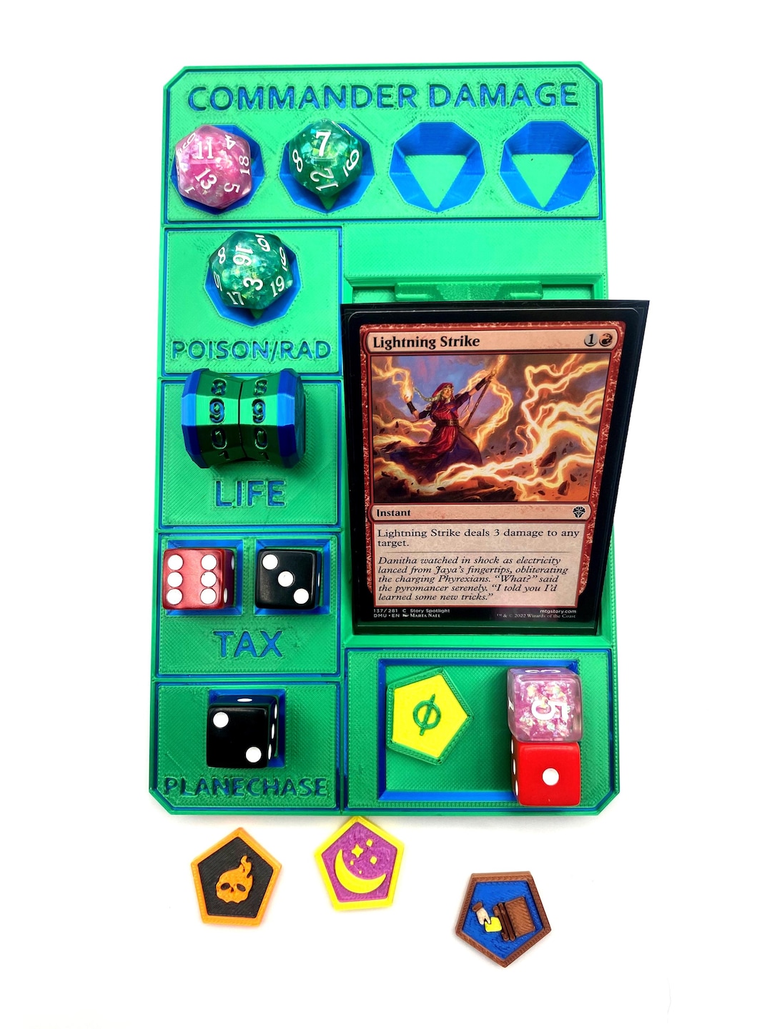 Planechase MTG Commander Tray With Card Stand | 3D Printed EDH Damage ...