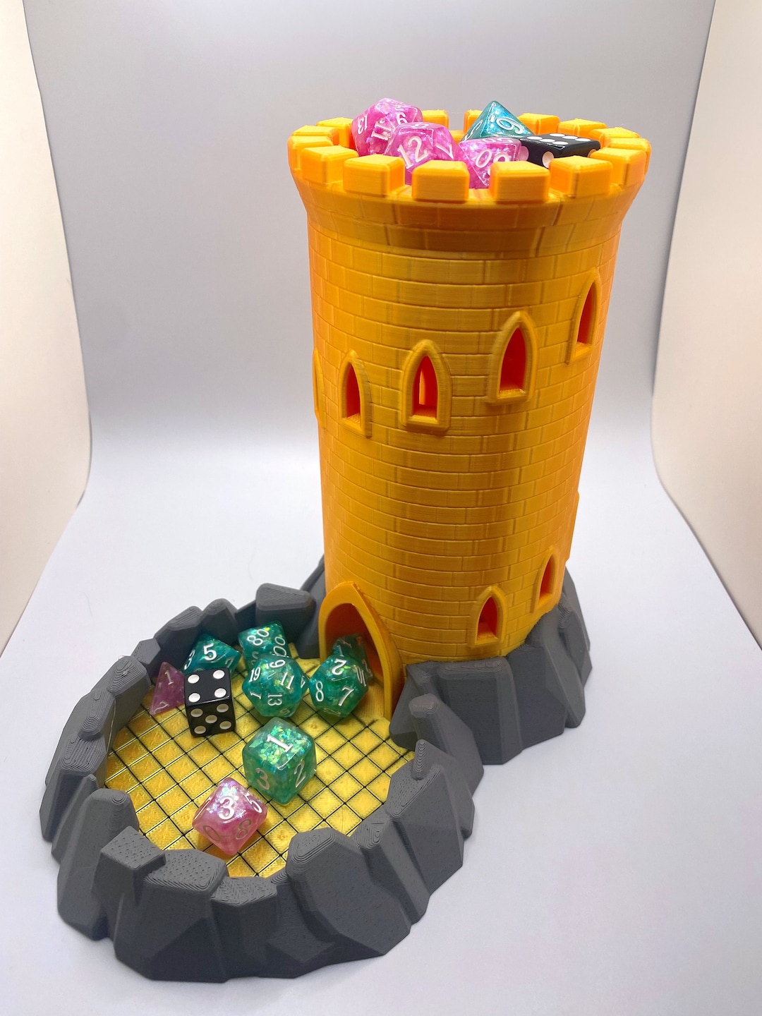 Castle Dice Tower With Built-in Rock Tray Designed for Board Games, MTG ...