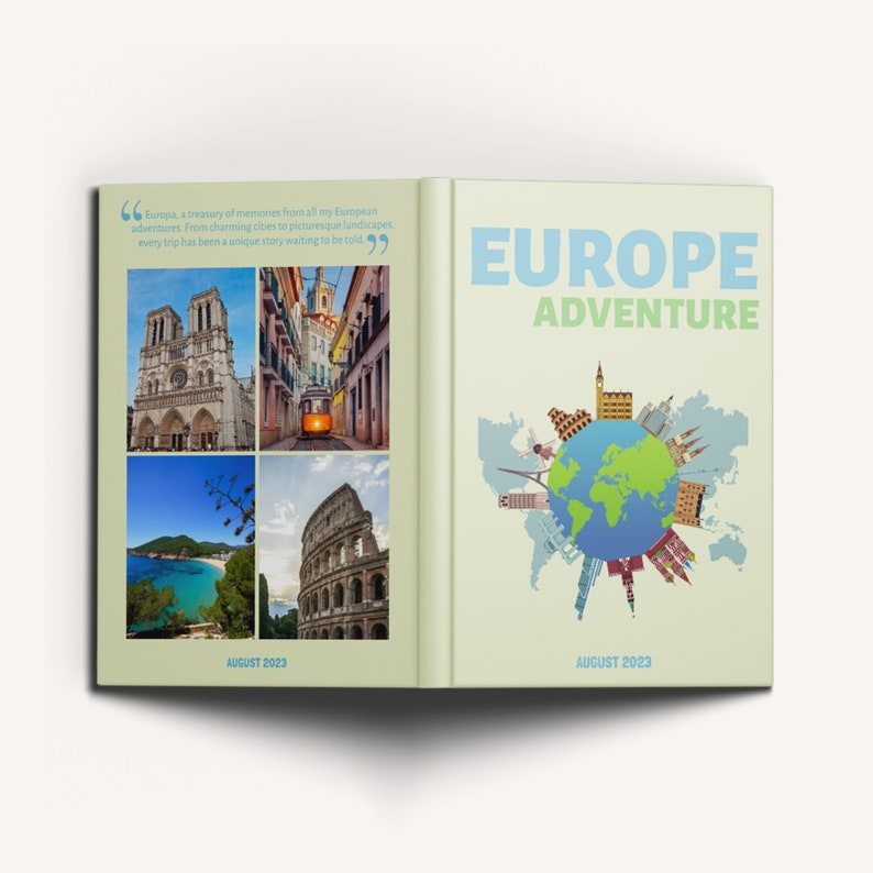 Europe Travel Photo Album Editable Canva Template | Customizable Coffee ...