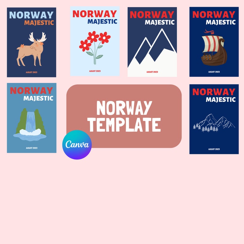 Norway Travel Photo Album Editable Canva Template | Customizable Coffee ...