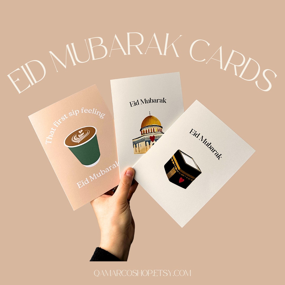 Eid Mubarak Islamic Cards Palestine Makkah Funny Minimal Muslim/arabic ...