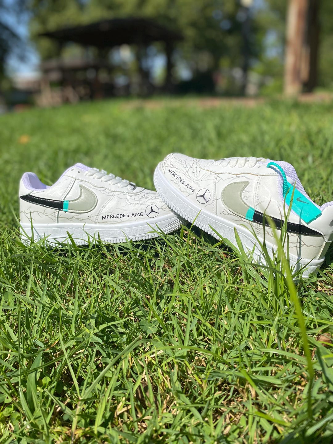 Mercedes Sneakers Airforce1,mercedes Amg Custom Formula1 Sneakers ...