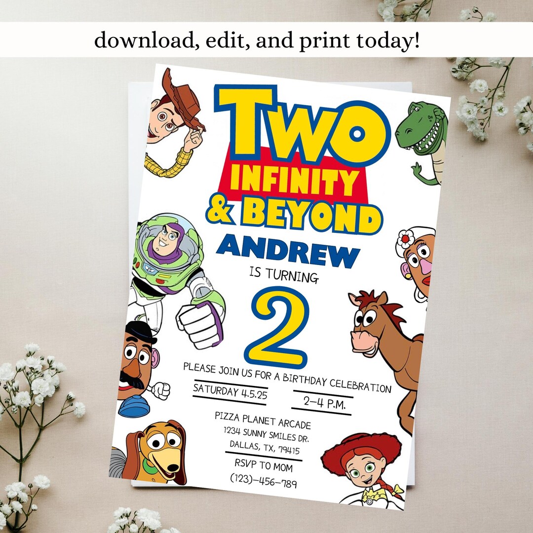 Two Infinity and Beyond | Digital Birthday Invitation | Kids Birthday ...