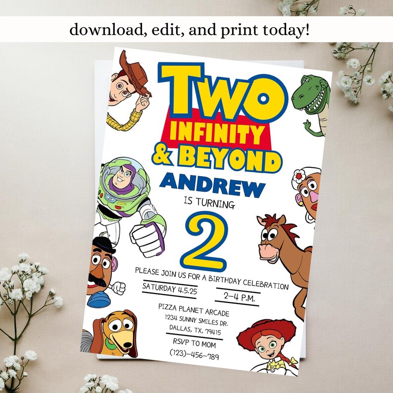 Two Infinity and Beyond | Digital Birthday Invitation | Kids Birthday ...