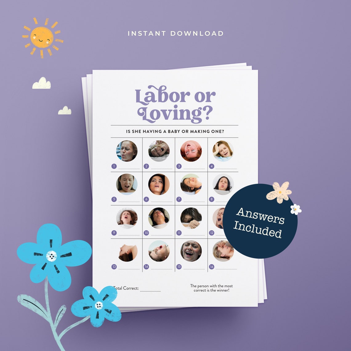 Baby Shower Labor or Loving Game | Funny Baby Shower | Printable Baby ...