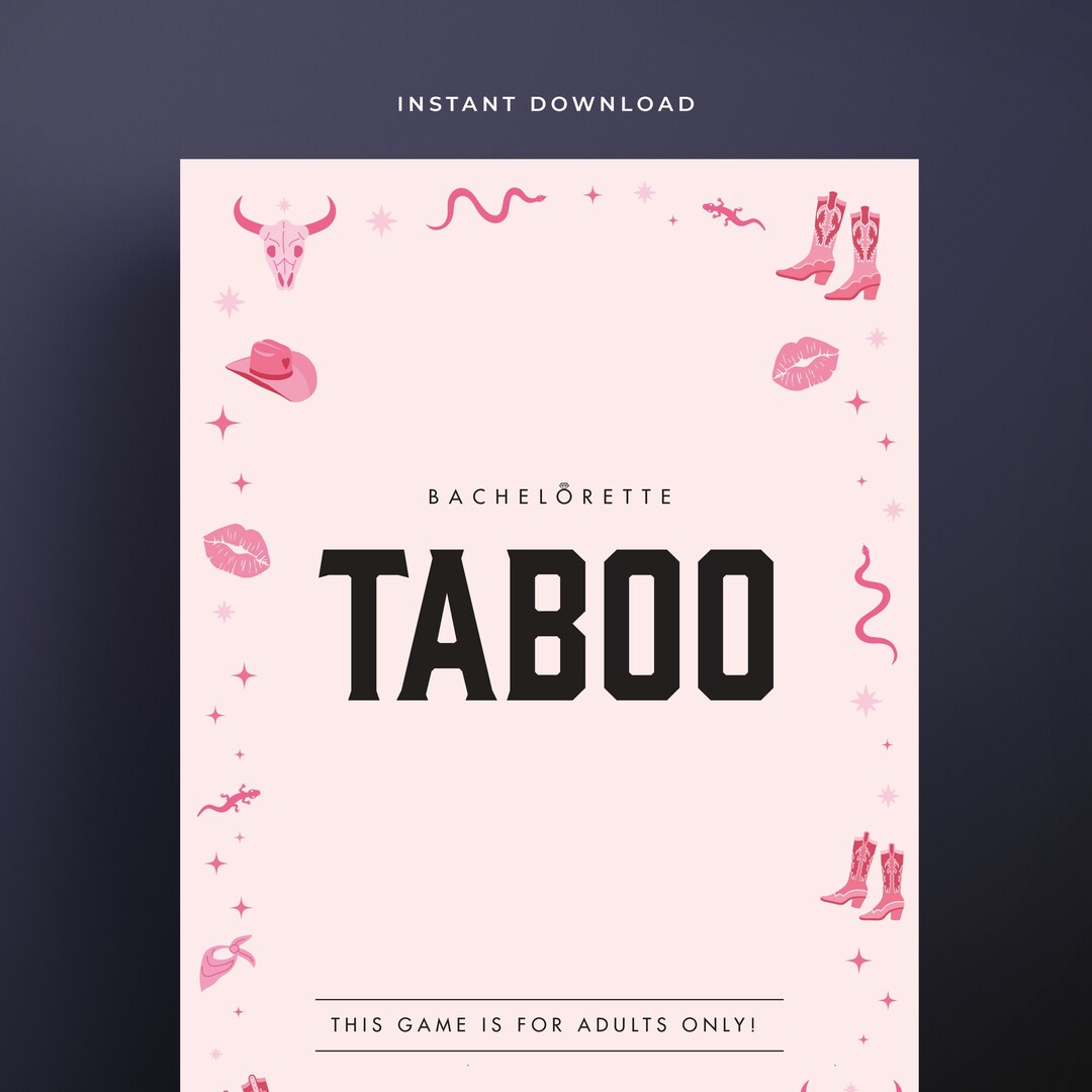 Bachelorette Party Taboo Game - Printable 60+ Cards | Dirty Adult Fun | Instant Download | Girls ...