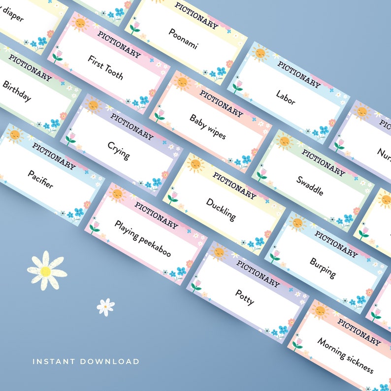 Baby Shower Pictionary Game | Baby Shower Drawing Game | Printable Baby ...