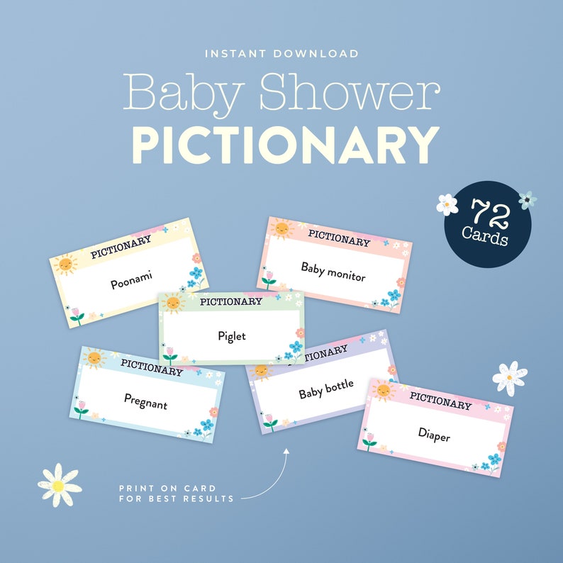 Baby Shower Pictionary Game | Baby Shower Drawing Game | Printable Baby ...