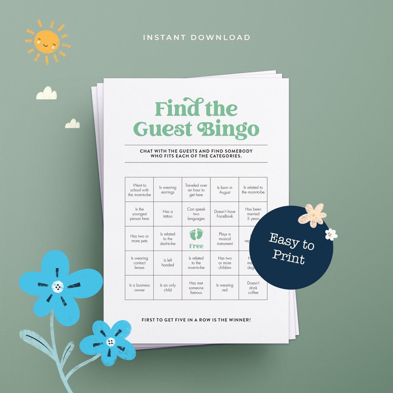 Find the Guest Bingo Game | Baby Shower Game | Funny Baby Shower ...