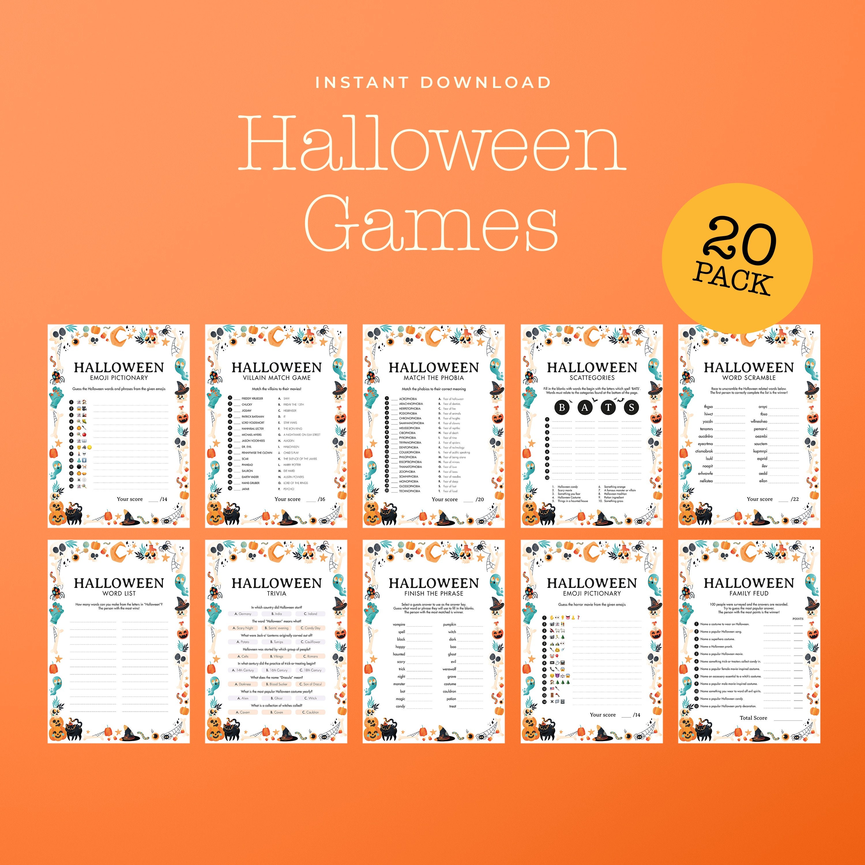 Halloween Games 20 Pack Bundle | Funny Pack | Spooky Halloween Games ...